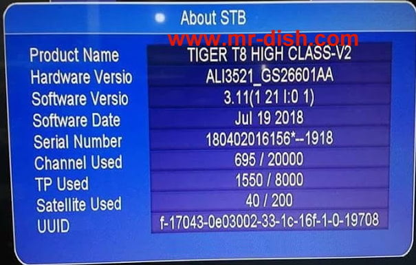 TIGER T8 HIGH CLASS-V2 HD NEW AUTOROLL POWERVU SOFTWARE - Mr-Dish