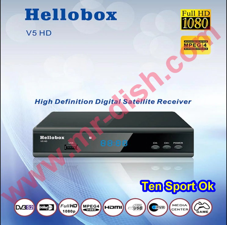 Hellobox V5 HD Receiver Ten Sport Ok Powervu Software - Mr-Dish